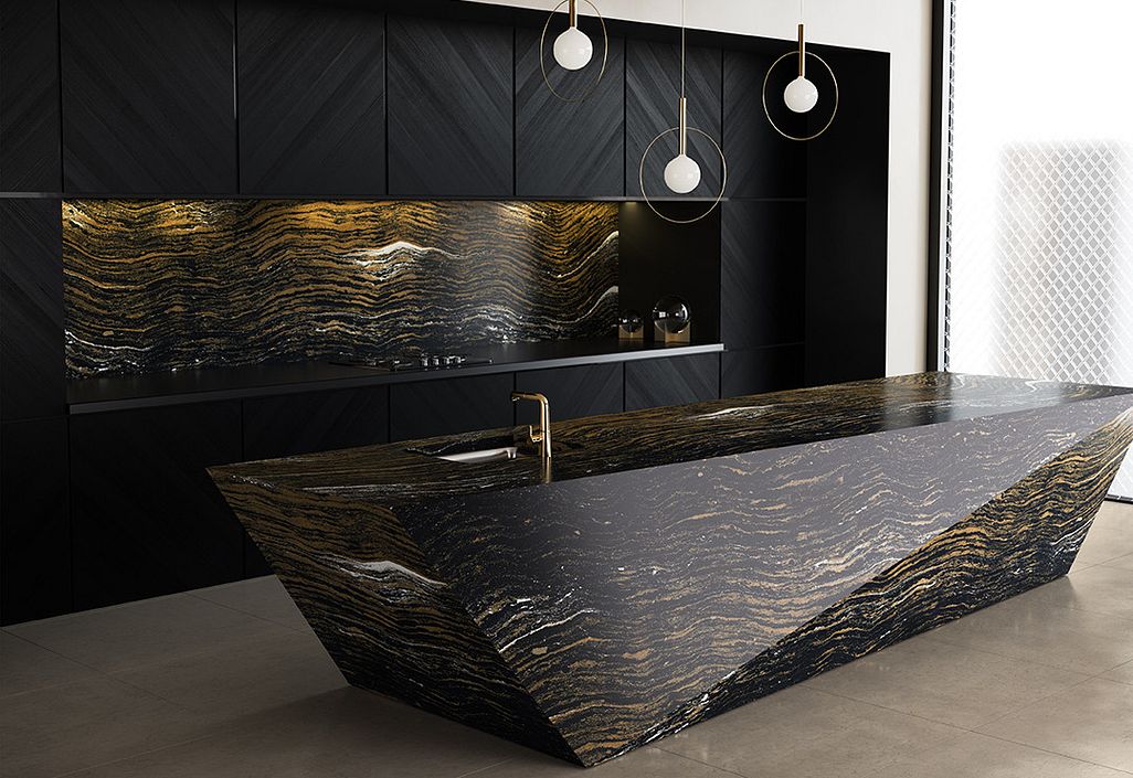 Mesmerizing Design of Golden Dragon Quartz Countertop - HMKS Stone ...